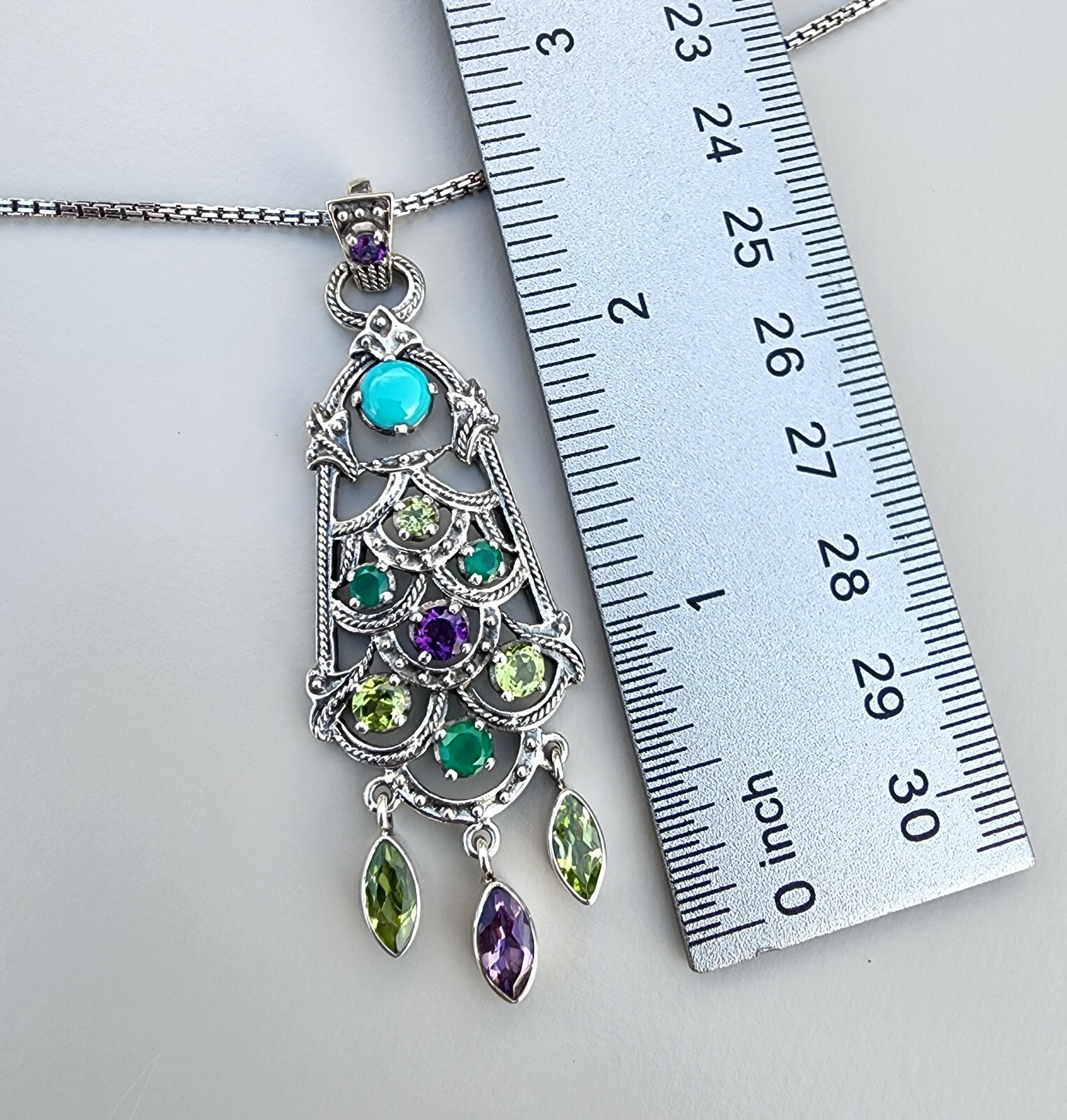 Nicky Butler 925 Sterling Silver Amethyst Peridot Chalcedony Pendant ...