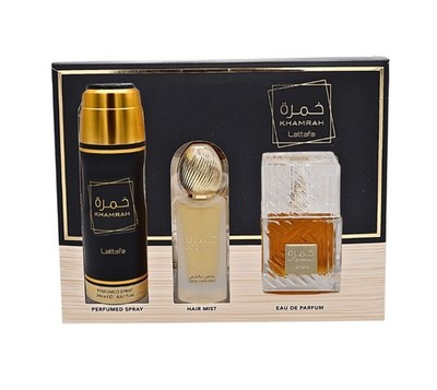 3-Piece Gift Set Khamrah By Lattafa 100ml 3.4 FL OZ Eau De Parfum ...