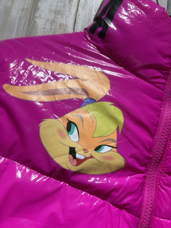 Space Jam Members Only Women High Shine Puffer Printed Lining Jacket XL ...