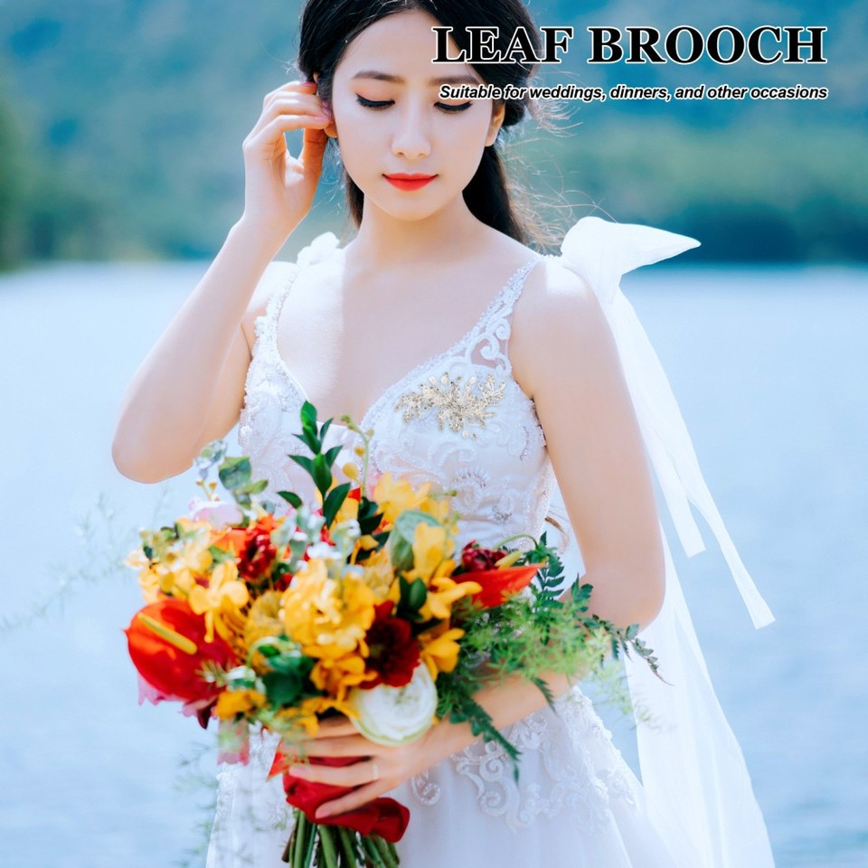 Leaf Brooch Pin Lapel Fashion Bridegroom Wedding Brooches Decorative ...