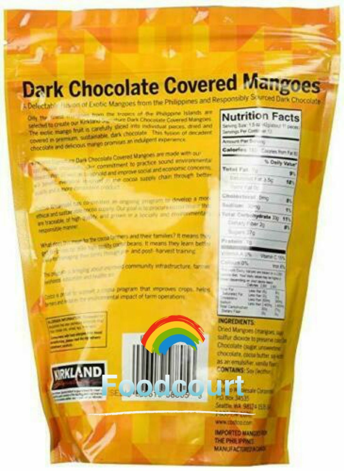 2 Packs Kirkland Signature Dark Chocolate Covered Mangoes 20.46 oz Each ...