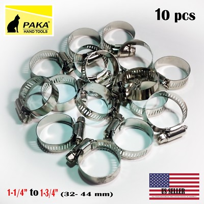 10Pcs Stainless Steel Drive Hose Clamps Worm Clips 1" to 1-3/4" (21-44 ...