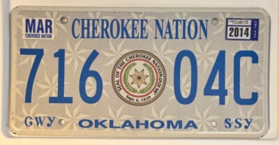 Oklahoma 2014 CHEROKEE NATION License Plate # 716 04C | eBay