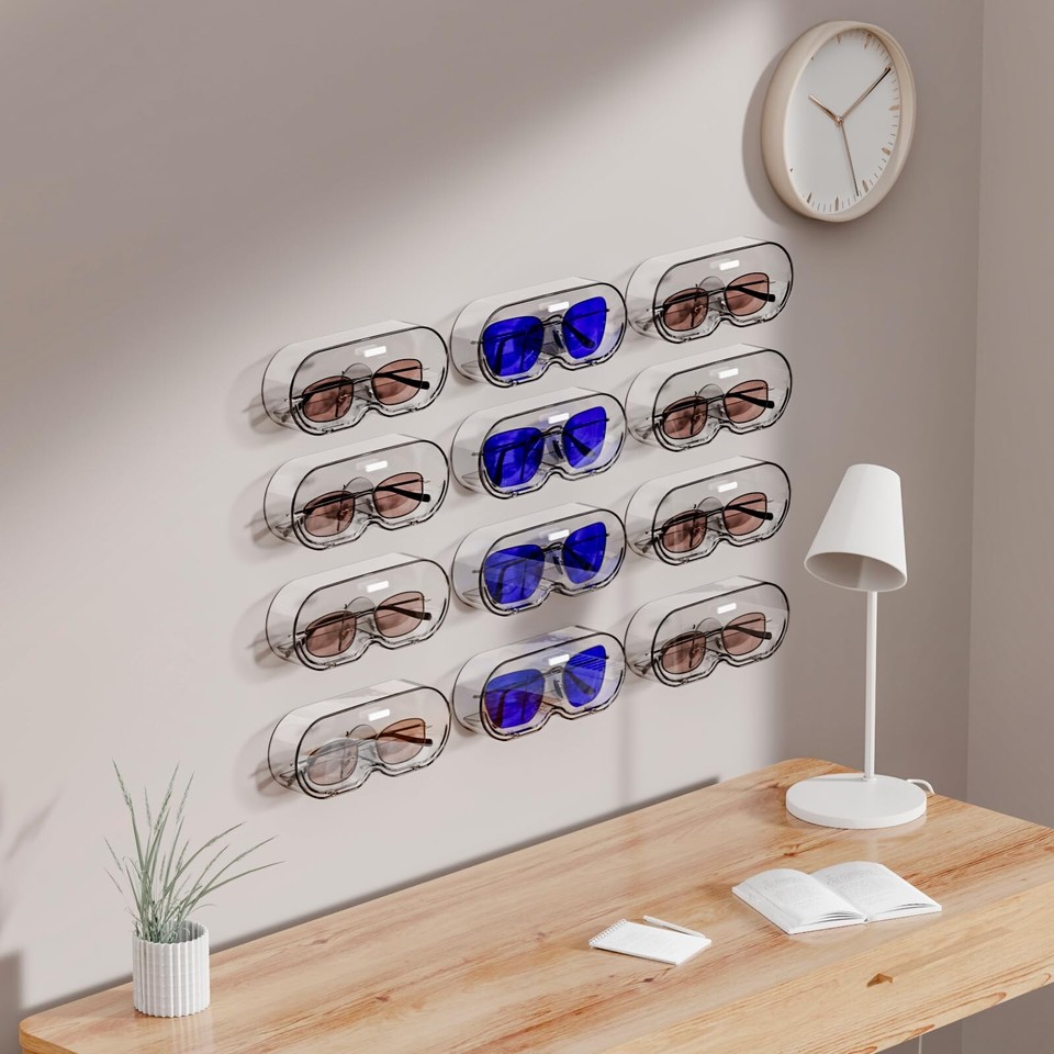 6Pack Clear Sunglasses Organizer, Wall Mounted Glasses Holder, Table ...