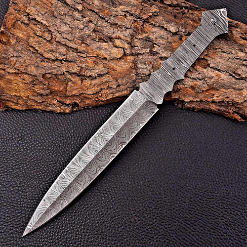 CUSTOM MADE HAND FORGED DAMASCUS STEEL BLADE BLANK BOOT DAGGER KNIFE ...