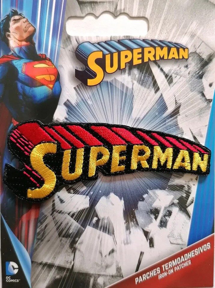 DC Comics Warner Brothers Iron-On Patch: Red & Yellow Written Superman ...