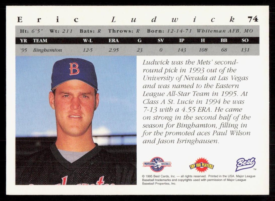 1995 Best 74 Eric Ludwick Binghamton Mets | eBay