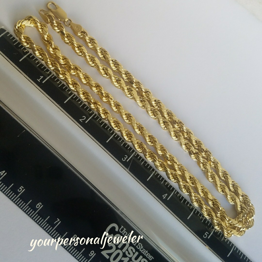 14k yellow gold rope chain 22 inches long 5 mm | eBay