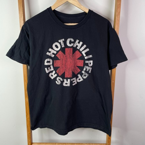 Red Hot Chili Peppers Shirt Mens Large Black Logo Print Cotton Crew ...
