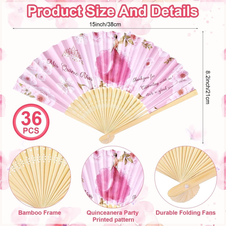 Quinceañera Favors for Guests 36 Pcs Mis Quince Años Pink Folding Paper ...