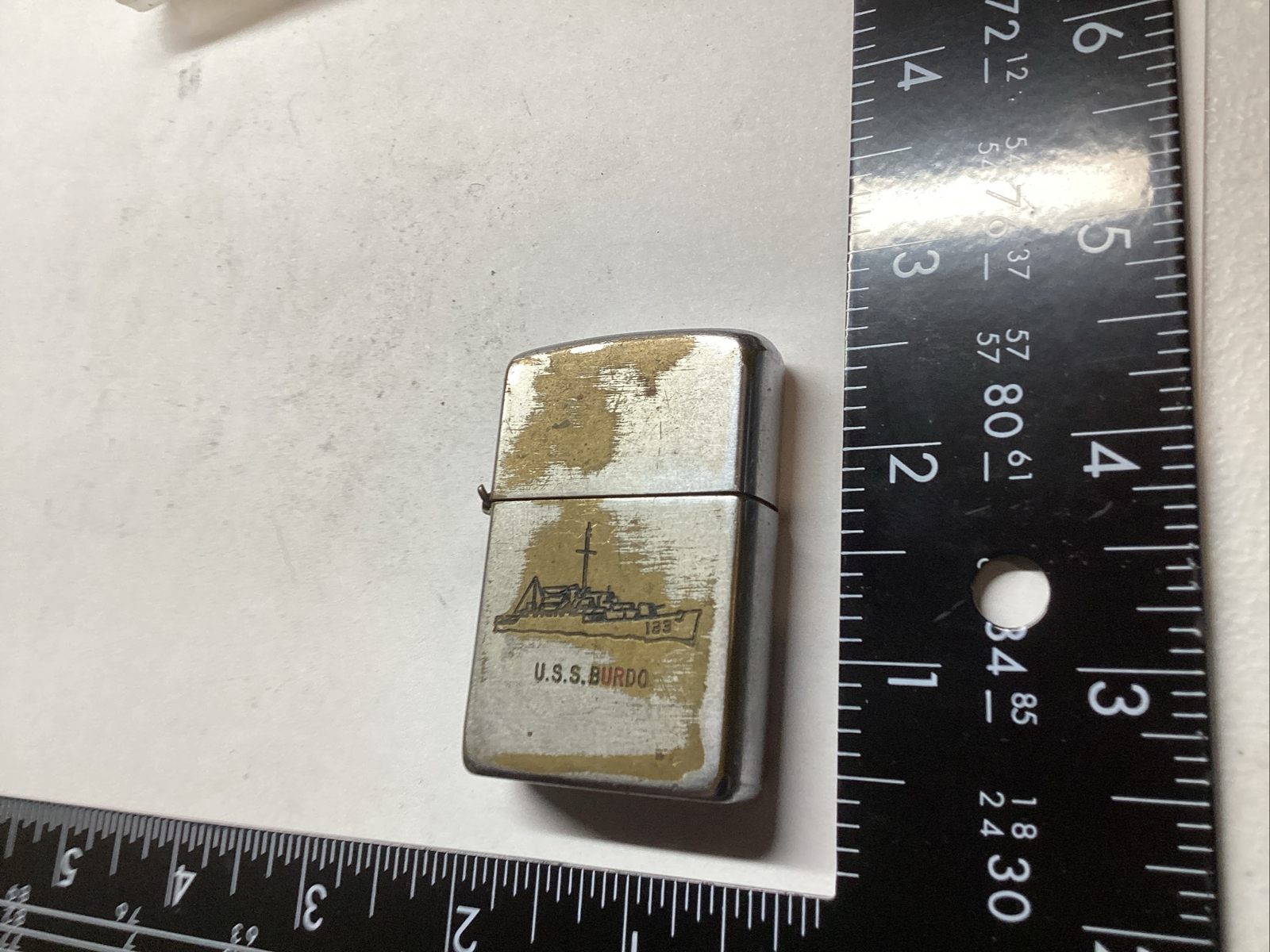 VINTAGE LIGHTER POCKET WINDPROOF 🔥 ZIPPO USS BURDO 1950s Boat Ship ...