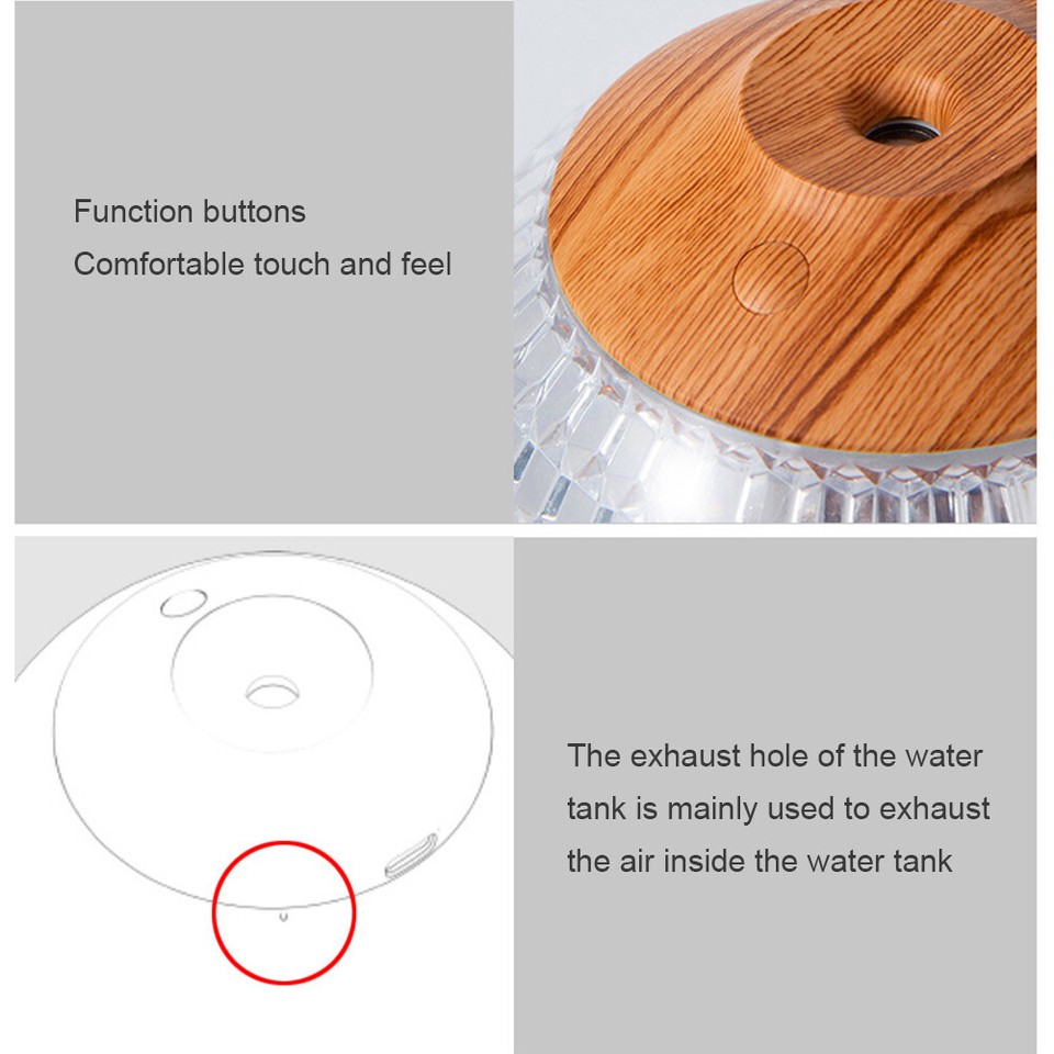 Crystal Ball Household Humidifier Type-C Socket with Colorful Night ...