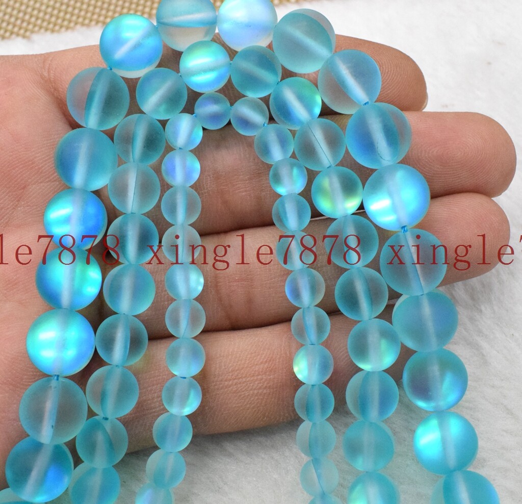 6/8/10mm Natural Blue Gleamy Moonstone Round Gemstone Loose Beads 15 ...