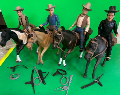 1966 BONANZA American Character ALL 4 Figures With Horses BEN, JOE ...