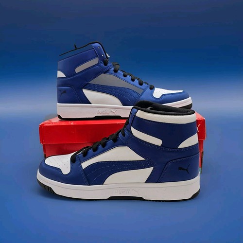 Puma Rebound Layup - 12 Mens - White/ Royal Blue /Black - Trainers Mid ...
