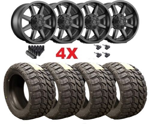 FIT F-150 F150 18 FUEL MAVERICK BLACK WHEELS RIMS D436 TIRES M/T ...