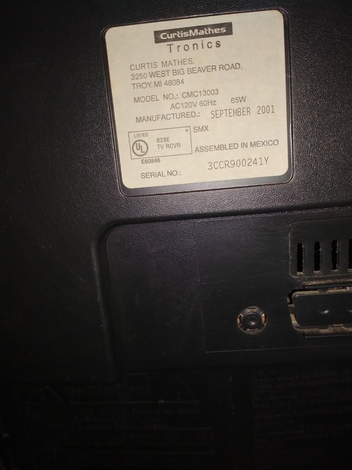 Curtis Mathes Tronics 13" CRT Gaming Color TV VCR Combo CMC13003 with ...