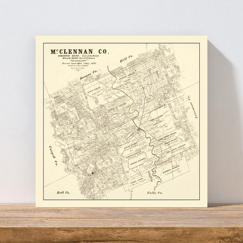 Old Map of McLennan County, TX 1878 - Vintage Texas Art | eBay