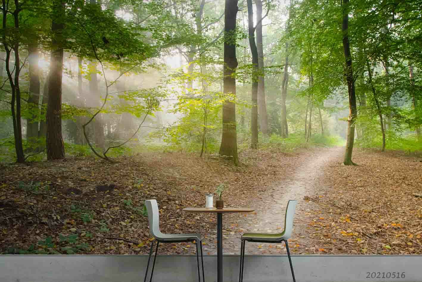 3D Forest Path Sunshine Self-adhesive Removeable Wallpaper Wall ...
