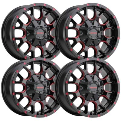 (Set-4) Mayhem Warrior 20x9 6x135/6x139.7 18mm Black Red Wheels Rims 20 ...