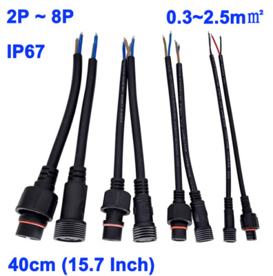 Waterproof Male Female Plug Wire Connector Cable Electrical Wire 40cm 2 ...