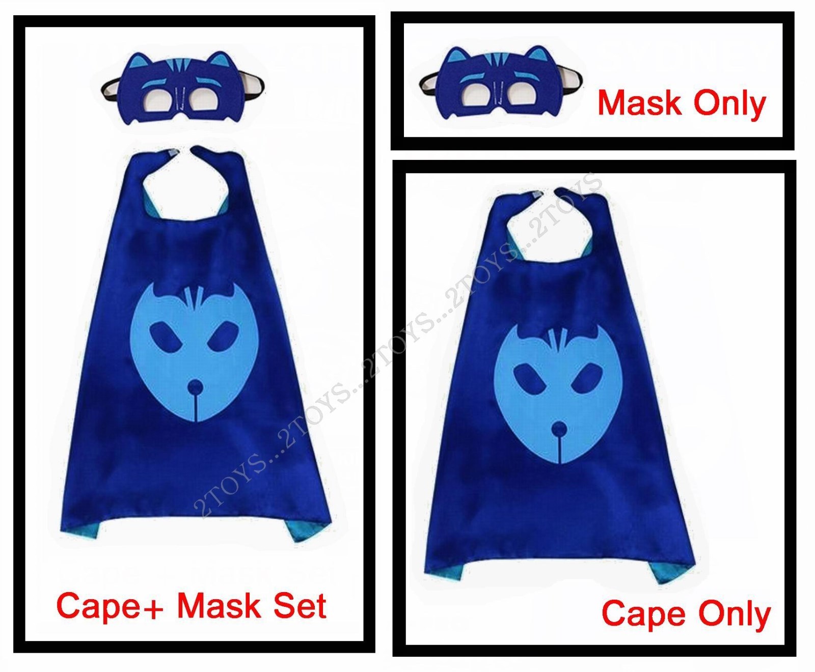 PJ Masks ~ CAPE & MASK ~ Catboy Gekko Owlette Superhero Child Costume ...