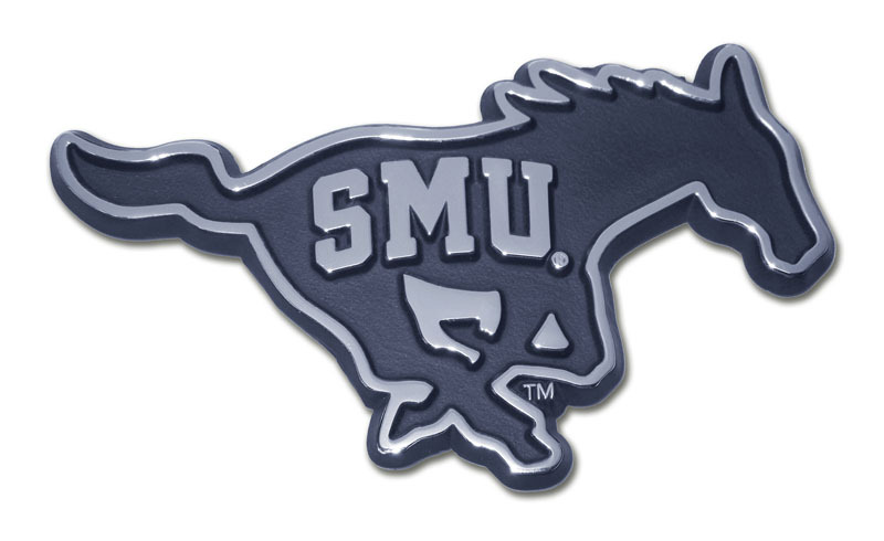 southern methodist mustangs shiny chrome SMU embossed auto car emblem ...