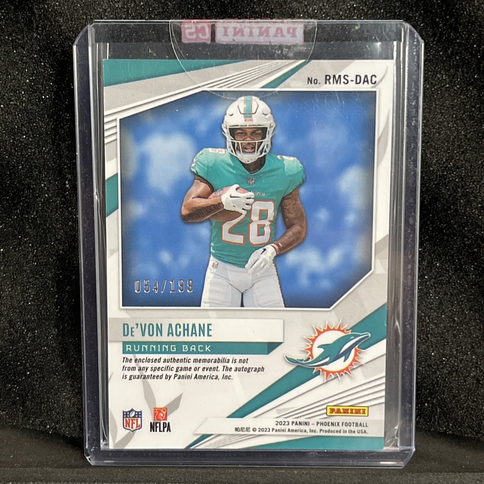 Devon Achane RC 2023 Panini Phoenix Rising Rookie Football Patch Auto ...