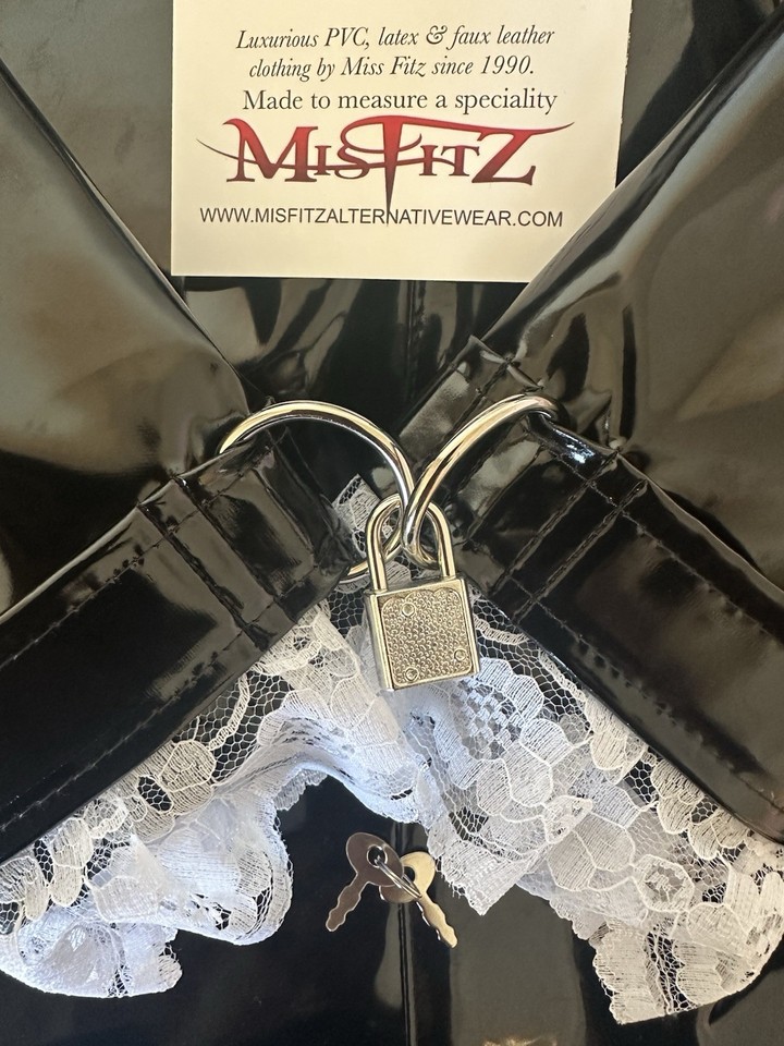 Misfitz black PVC padlock Sissy Maids Dress with lead SIZE 20 CD Fetish ...