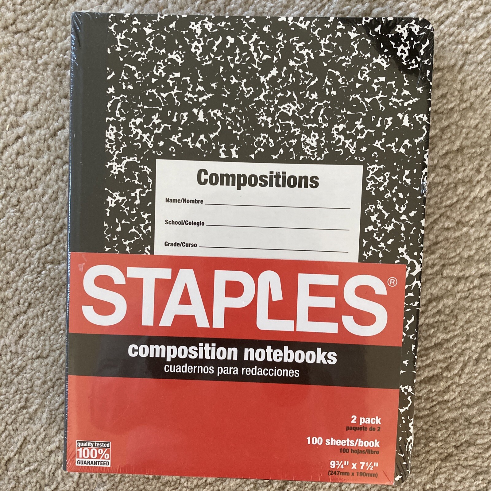 Staples Composition Books (201384) Wide Ruled -2 Books, 100 Pages Each ...