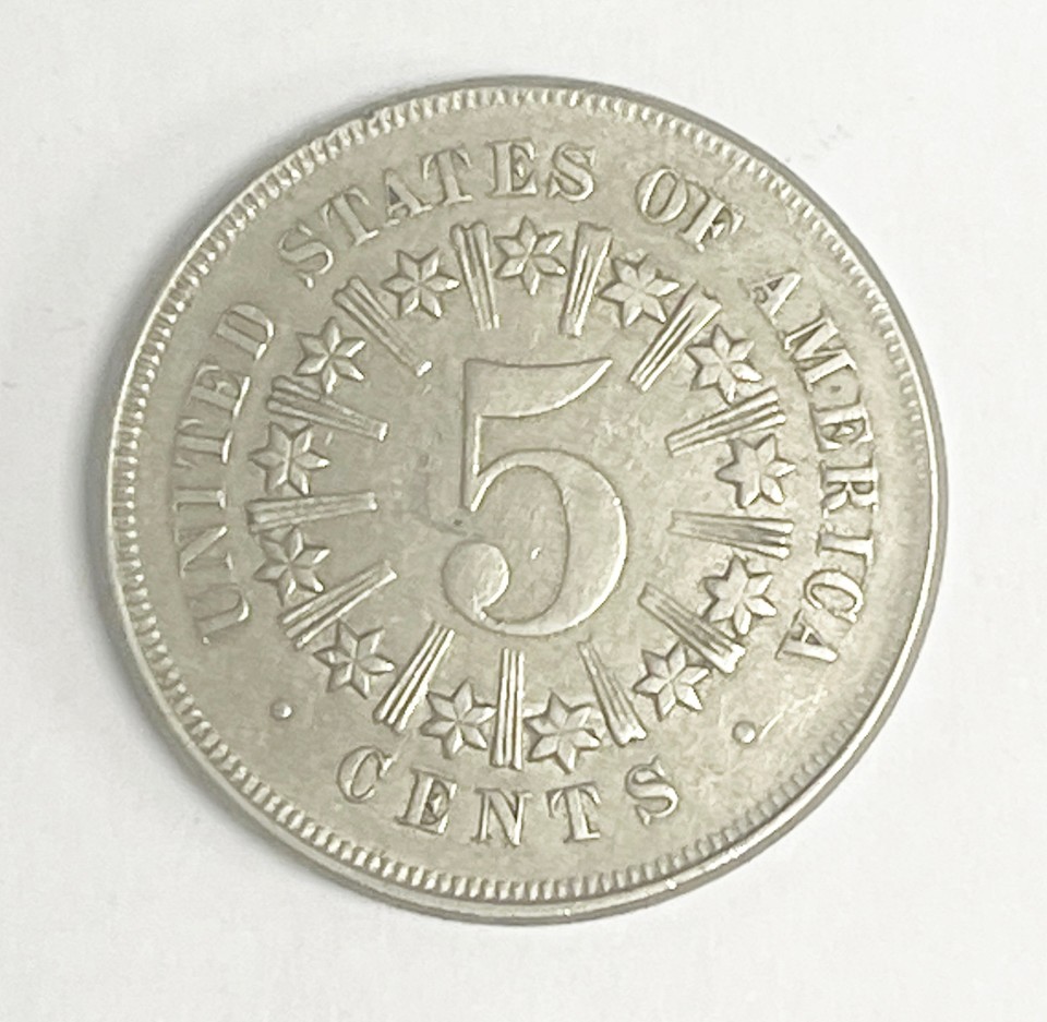 1867 US Mint 5 Cent Shield Nickel Coin w/ Rays ~ Extra Fine + ~ Free ...