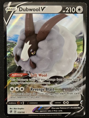 Dubwool V 153/192 SWSH Rebel Clash Extended Art Ultra Rare Holo Pokémon ...
