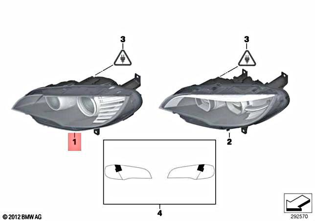 Genuine BMW X5 M E70 X6 E71 E72 AHL-Xenon Headlight Right 63117287014 ...