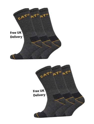6 Pairs of CAT Caterpillar Mens Adults Heavy Duty Industrial Workwear ...
