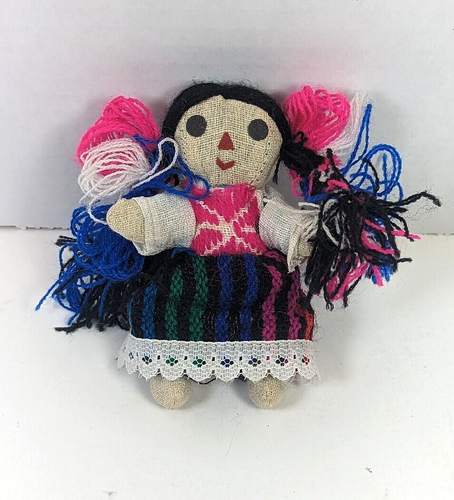 Traditional Mexican Folk Art Burlap Rag Doll Girl 4" (GOOD CONDITION ...