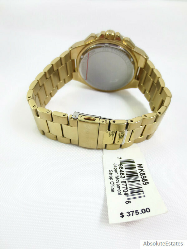 NEW Michael Kors Lennox Mens Gold Stainless Chronograph Watch MK8989 ...