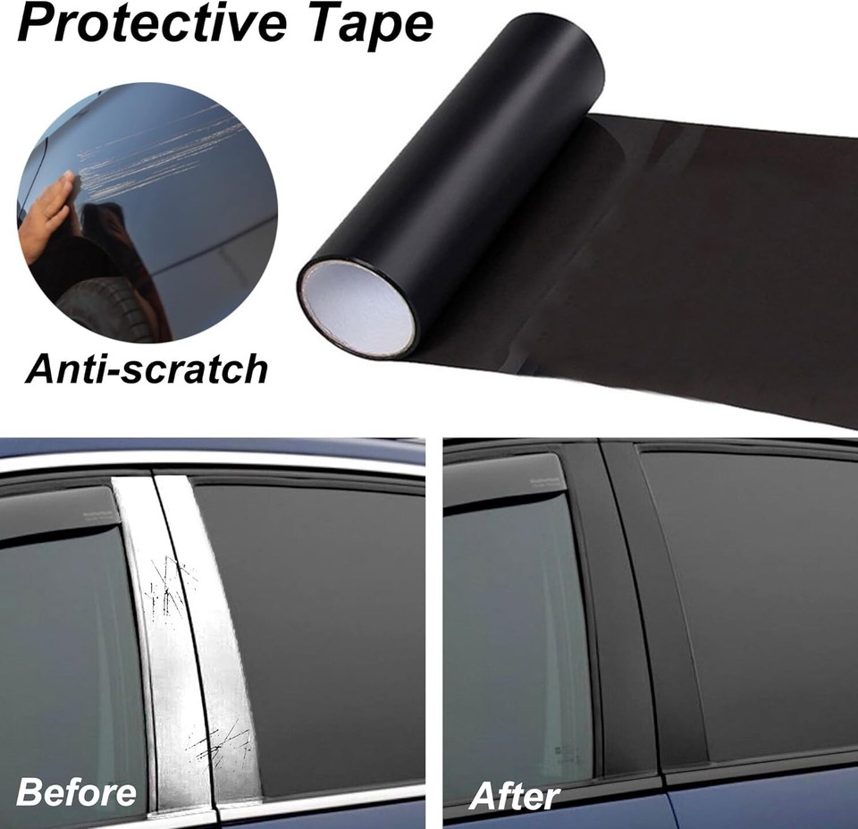 Matte Black Vinyl Wrap Tape Roll, 4 Inch x 30ft Self-Adhesive Black Out ...