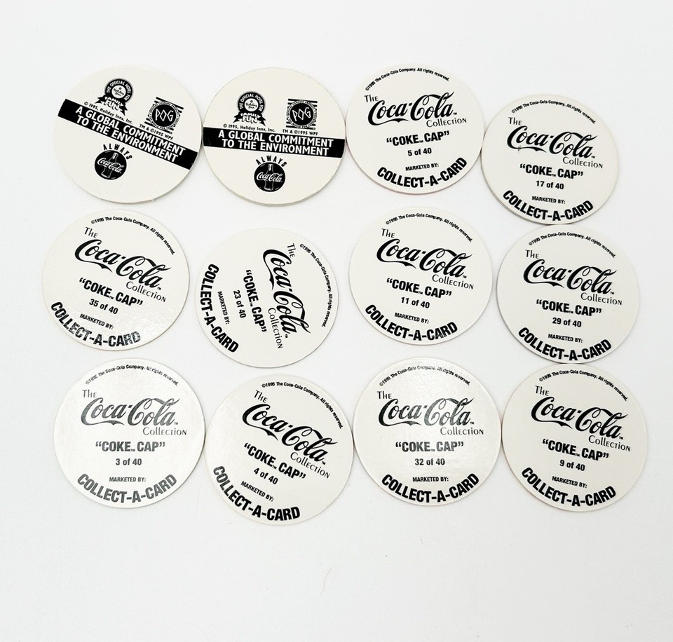 Vintage 1995 Collect-A-Card Coca-Cola Coke Cap Pogs & 2 Cardboard ...