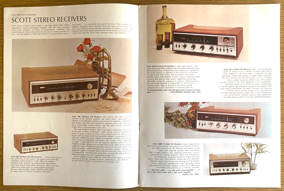 1965 SCOTT STEREO COMPONENTS vintage sales booklet/catalog RECEIVERS ...