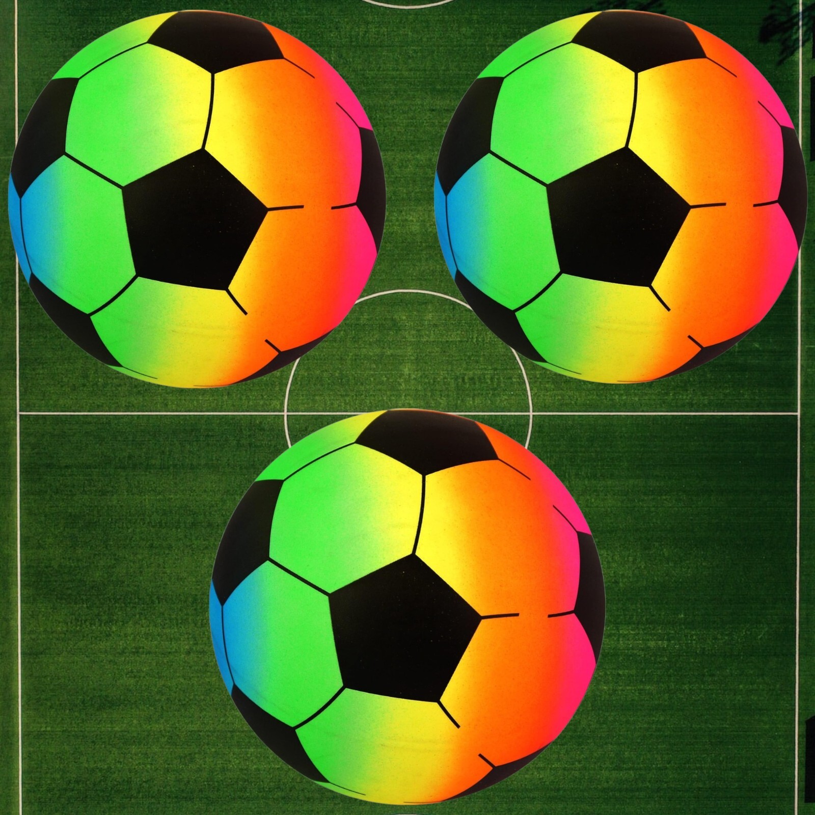 Soccer Shoot Neon Rainbow PVC football Footballs |Pack of 3| Uninflated ...