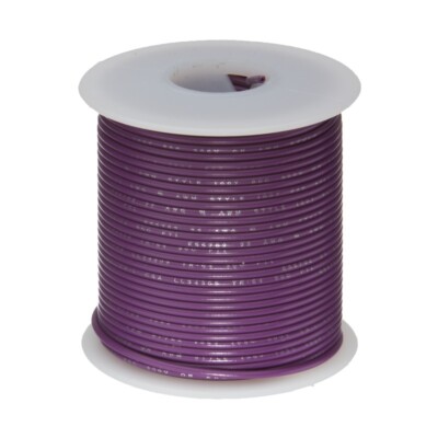 28 AWG Stranded Hook Up Wire, Violet, 25 ft, 0.035" Dia, UL1061, 300V ...