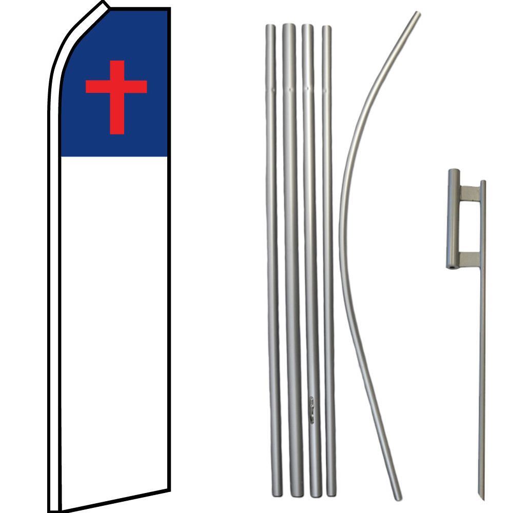 Christian Religion Religious Swooper Flag & 16ft Flagpole Kit/Ground ...