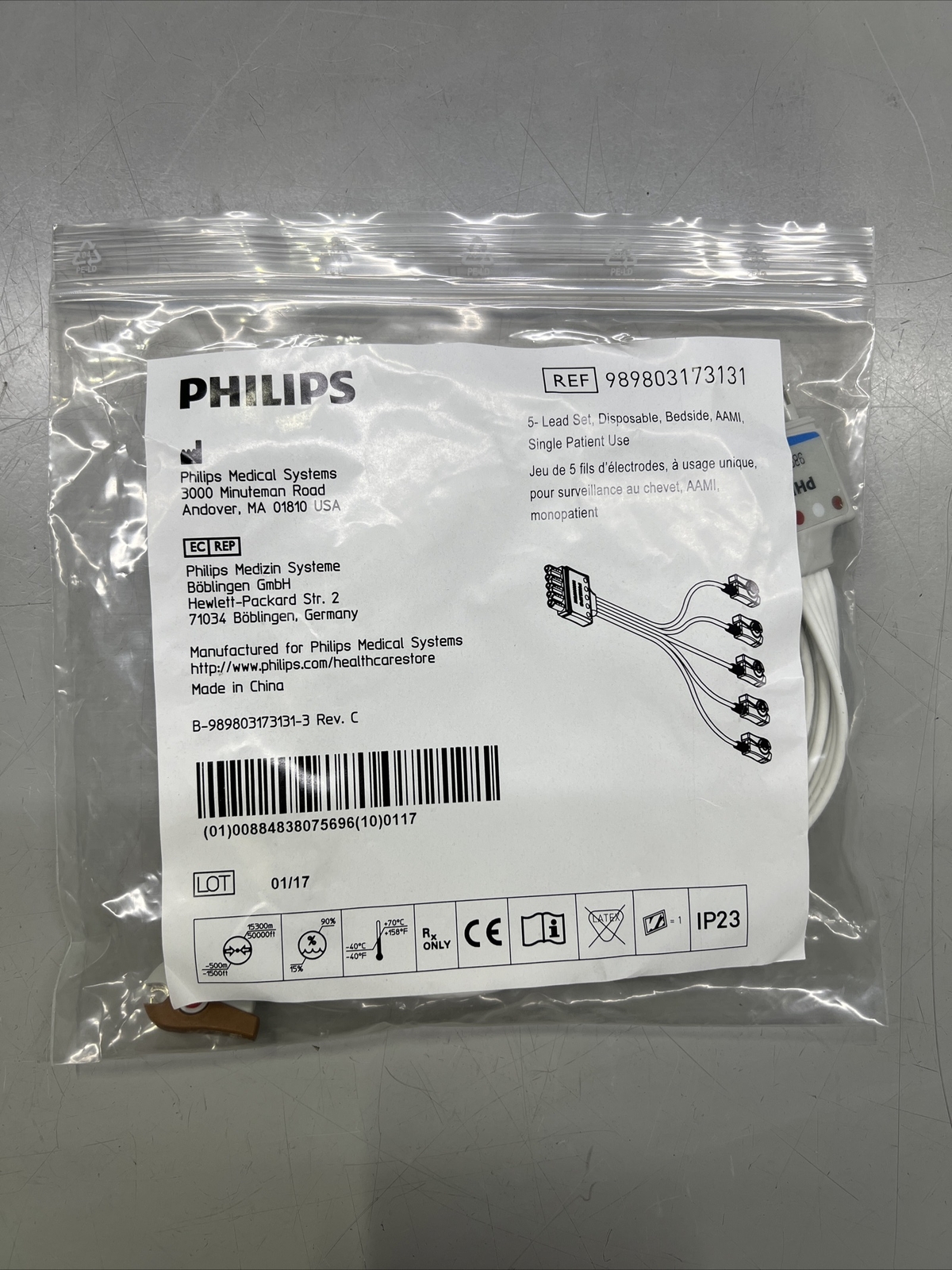 Brand New Philips 989803173131 5-Lead Set, Disposable, AAMI | eBay