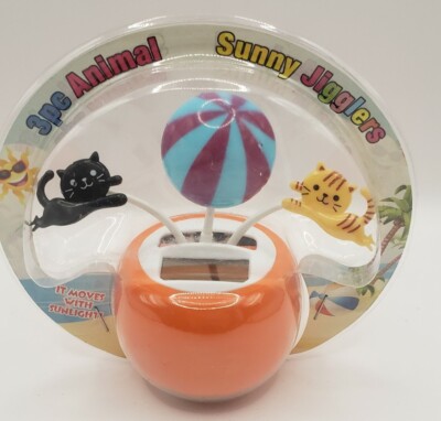 Solar Dancers Sunny Jigglers 3pc Animal Cats With Beach Ball Orange ...
