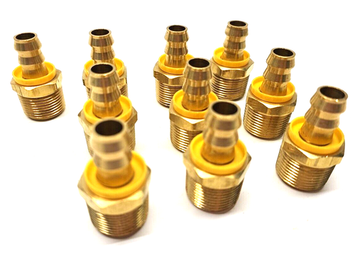 Lot of 10 Brass Push On Lock Hose Barb to Male Pipe 30182-12-8B, 3/4" x ...