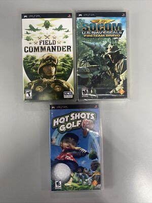 Lot Of (3) PSP Games: Field Commander, SOCOM (sealed), Hot Shots Golf ...
