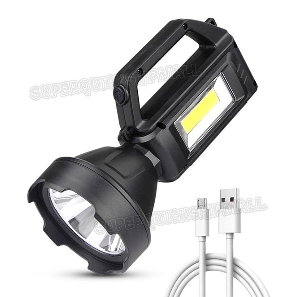 Solar LED Searchlight USB Rechargeable Spotlight Flashlight Torch Power ...