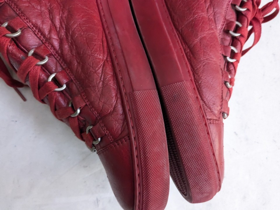 Balenciaga Arena Red Men 10 43 Leather High Top Sneakers Shoes Lace Up ...