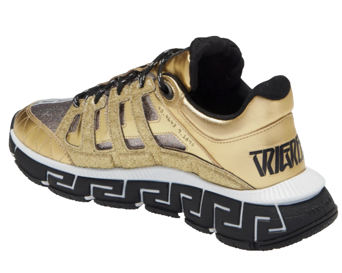 $1125 Men's Versace Trigreca Gold Glitter Sneakers DSU80941A02748 6Y090 ...