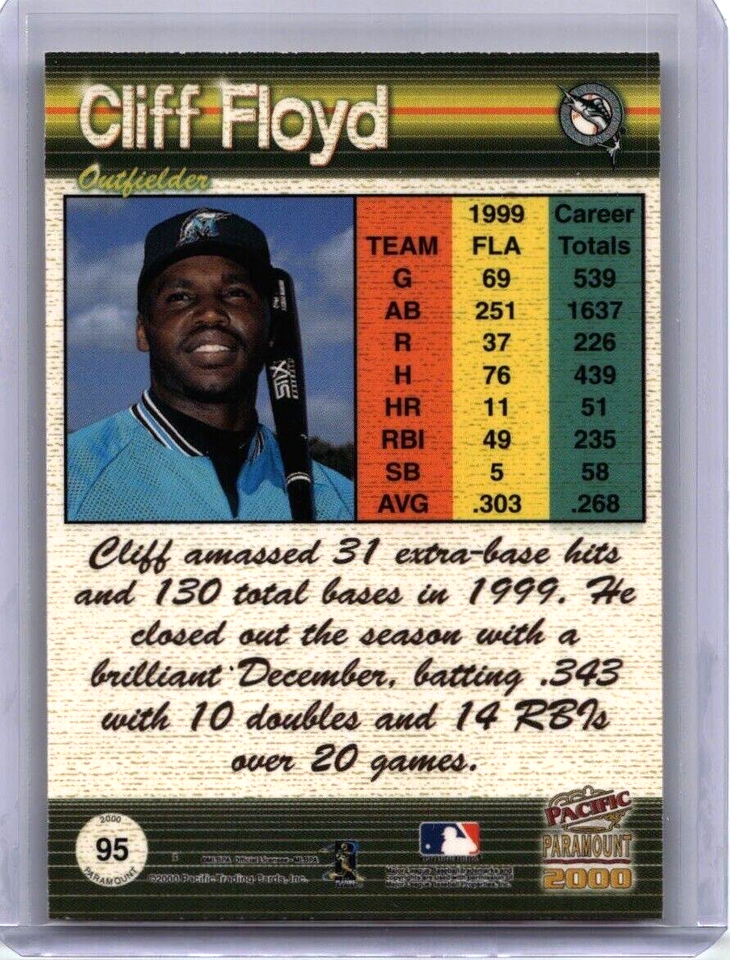 Cliff Floyd /99 Holo Green 2000 Pacific Paramount #96 Florida Marlins ...